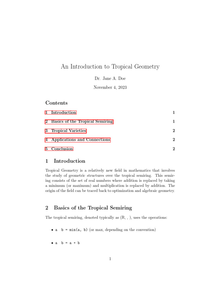 An Introduction To Tropical Geometry | PDF