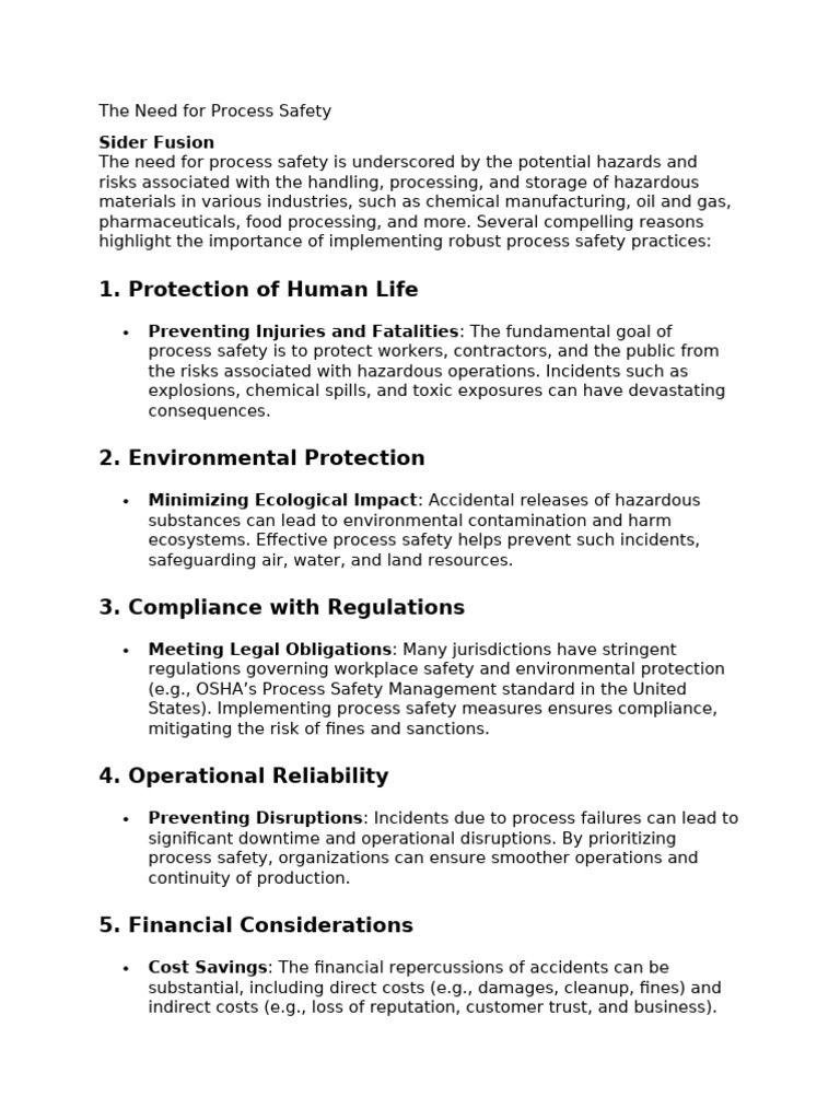 The Need For Process Safety | PDF | Safety | Risk