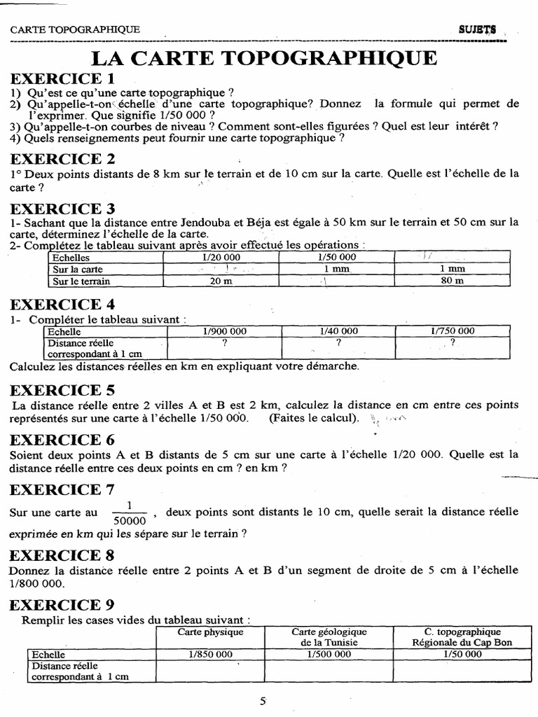 Exercices Carte Topographique | PDF