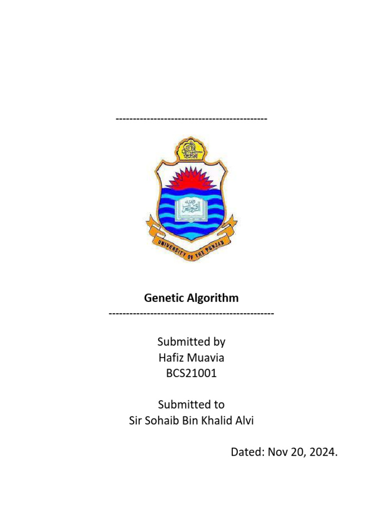 Ass 3 | PDF | Genetic Algorithm | Mathematical Optimization