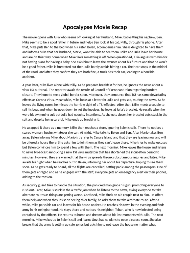 Apocalypse Movie Recap | PDF