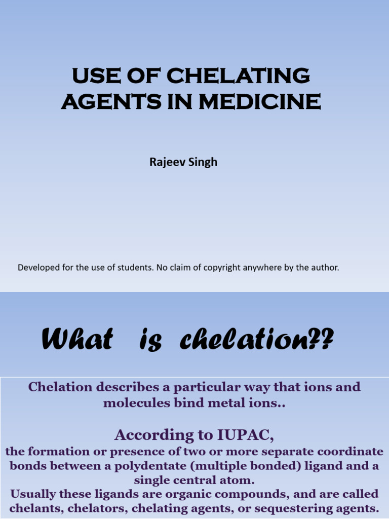 Use of Chelating Agents in Medicine | PDF | Chelation | Ethylenediaminetetraacetic Acid