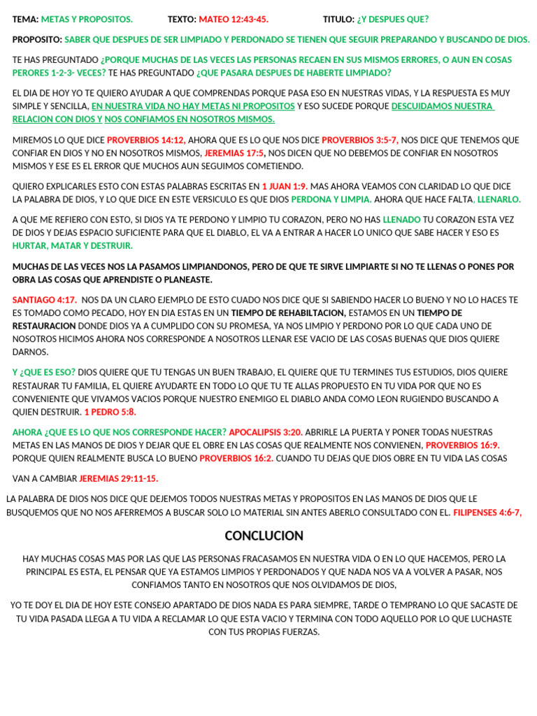 Mateo 12..43-45 y Despues Que | PDF
