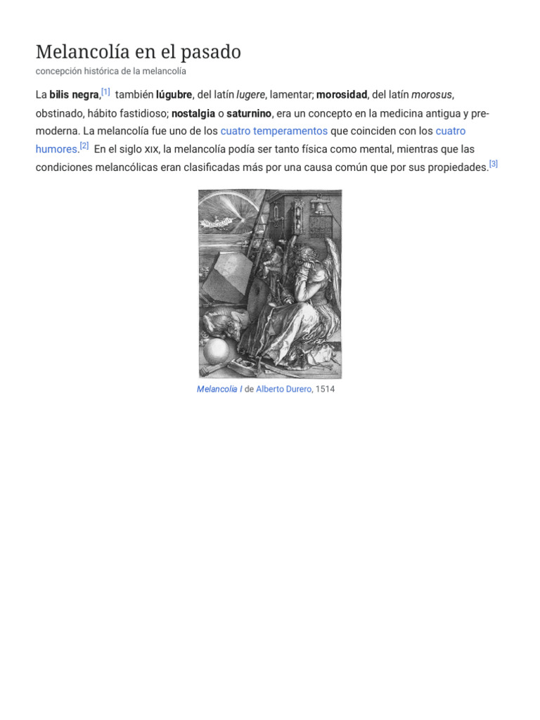 Historia de la Melancolía y su Significado | PDF