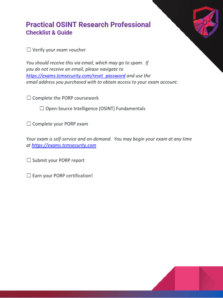 OSINT Certification Checklist | PDF