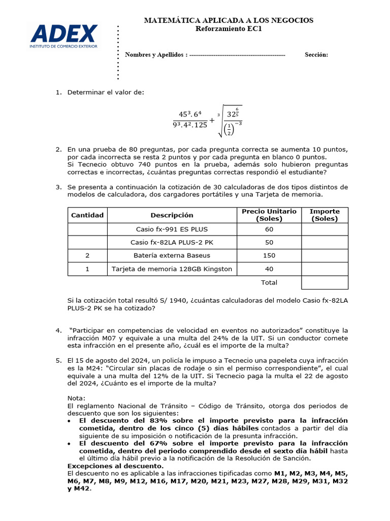 Preguntas Reforzamiento Ec1 | PDF