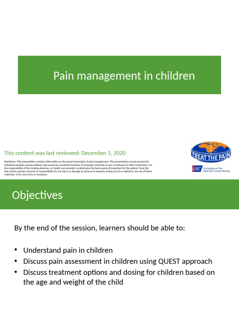 Pain Management in Children | PDF