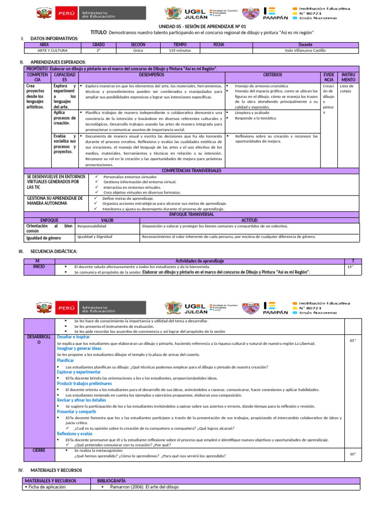 U5 - Sesion 1 - 2do | PDF | Dibujo | Aprendizaje