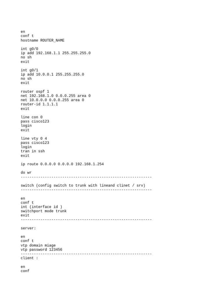 Router and Switch Configuration Guide | PDF
