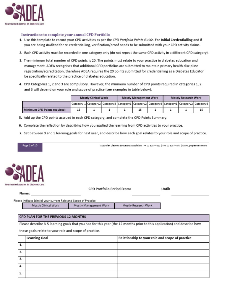 Annual CPD Portfolio Template | PDF