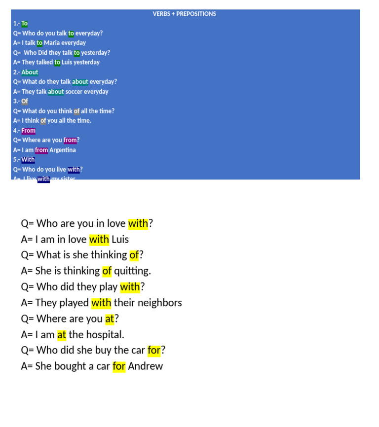 Unit 6C - Verbs + Prepositions | PDF