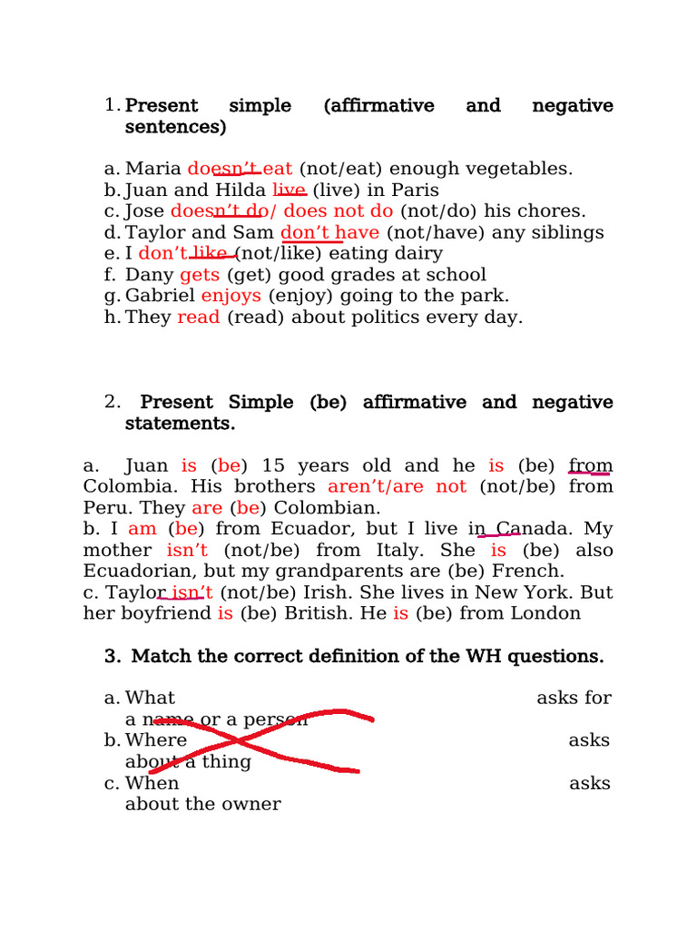 Present Simple | PDF | Noun | Pronoun