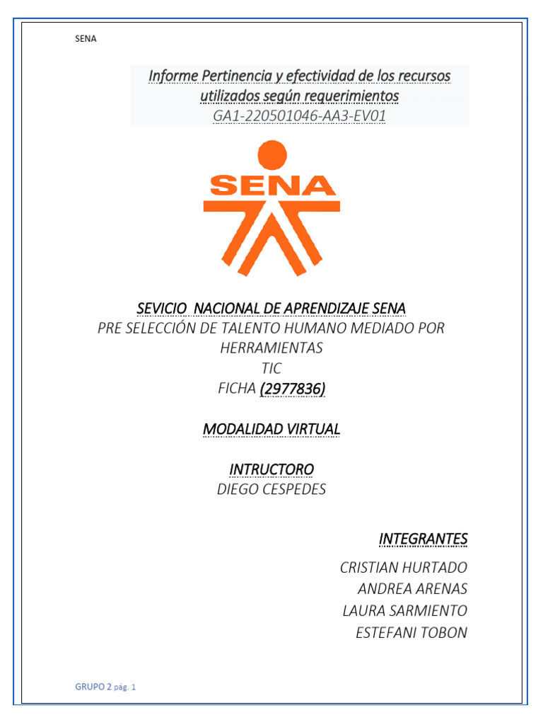 Informe. Pertinencia y Efectividad de Los Recursos Utilizados Según ...