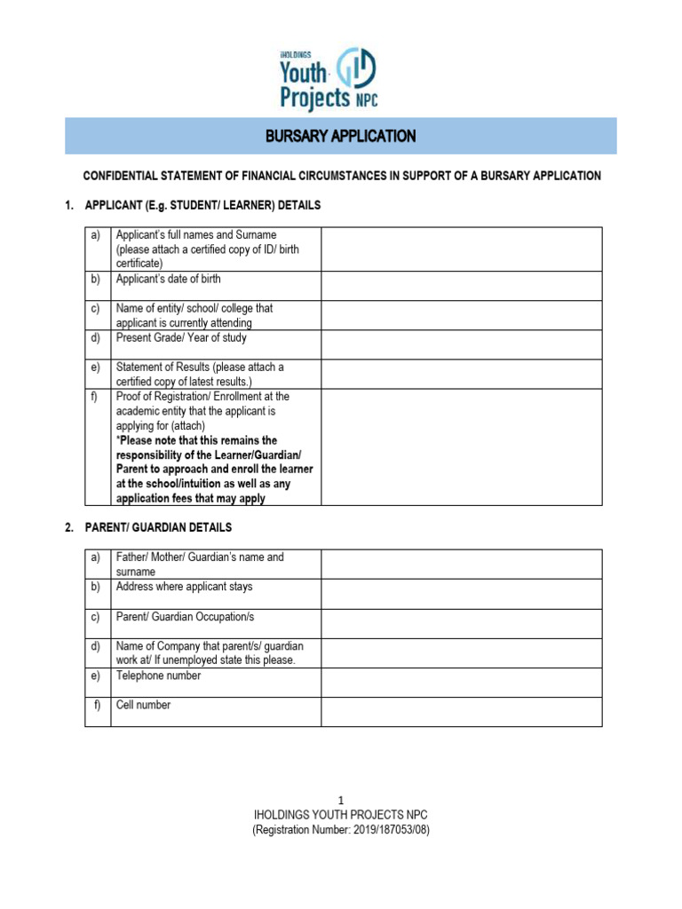 BURSARY Application Form | PDF | Pension