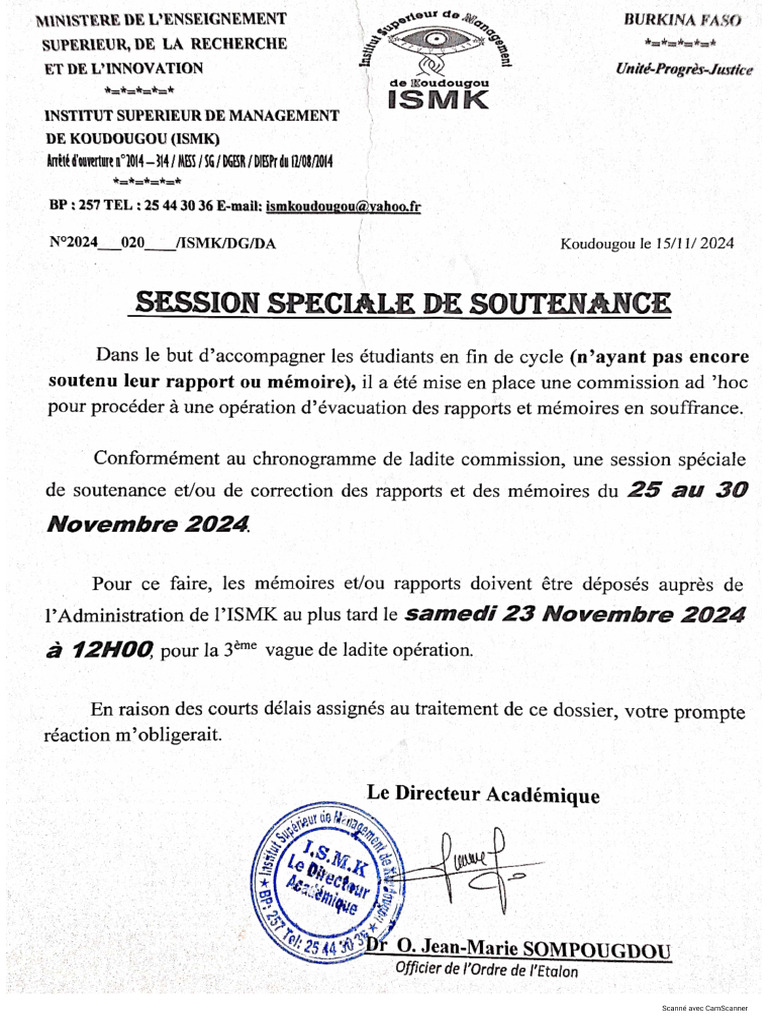 Information Session Spéciale de Soutenance | PDF