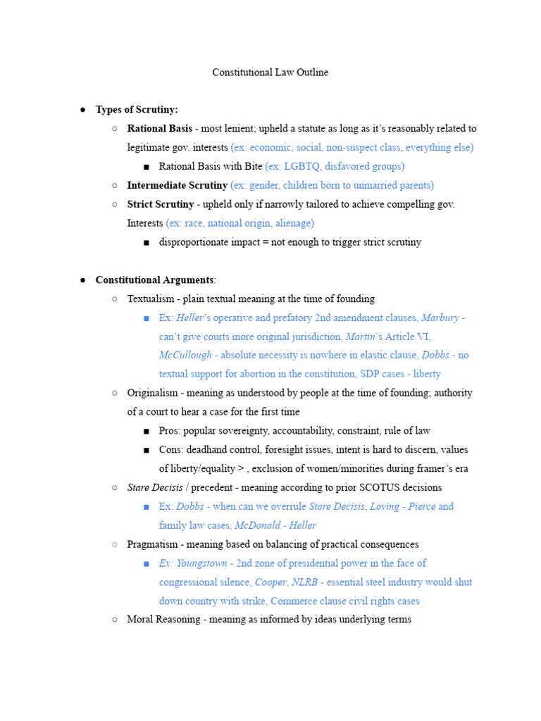 Constitutional Law Outline | PDF | Commerce Clause | Supreme Court Of ...
