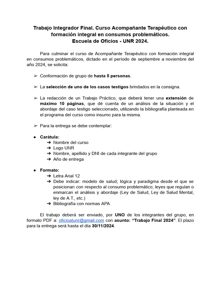 Consigna de Trabajo Final Curso AT | PDF