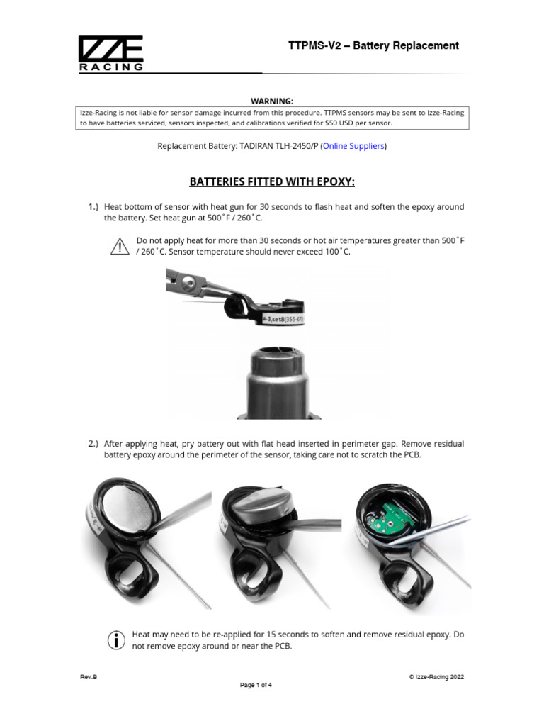 TTPMS-V2 Battery Replacement Guide | PDF | Materials Science | Electricity