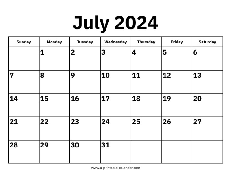 July 2024 Printable Calendar | PDF