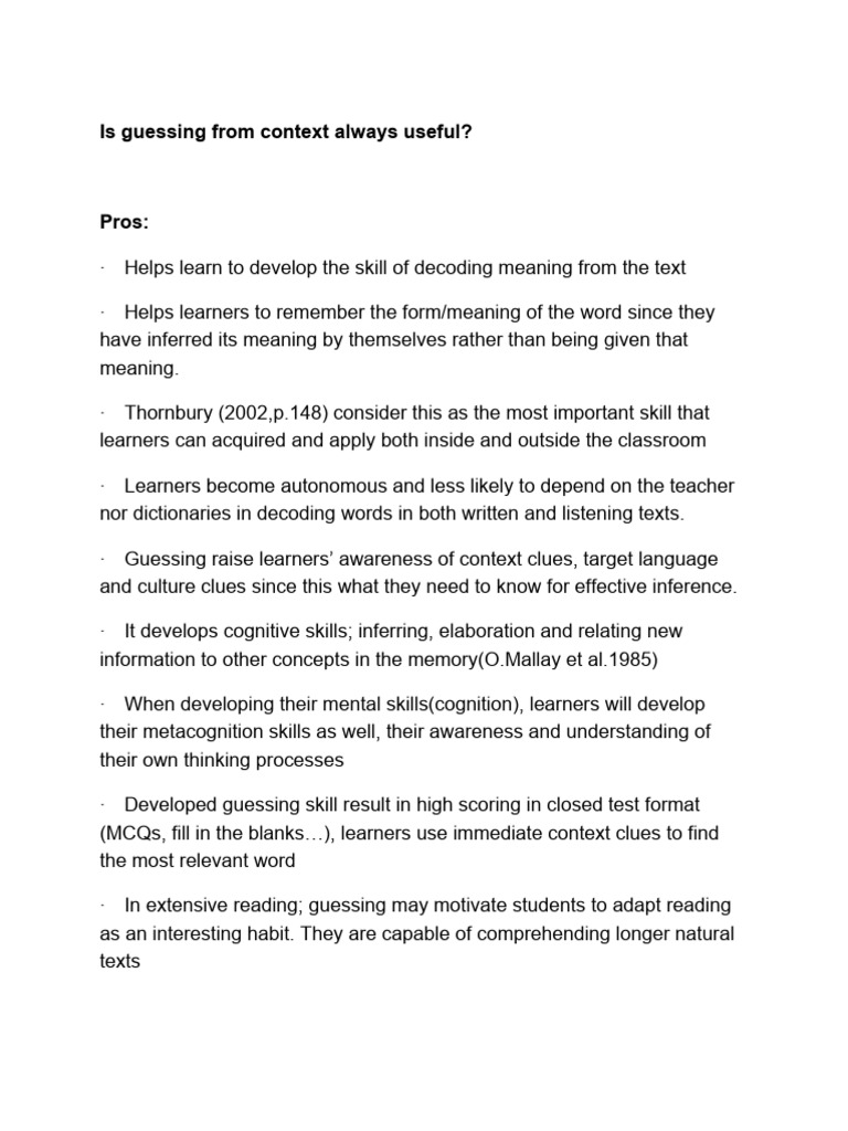 Is Guessing From Context Always Useful | PDF