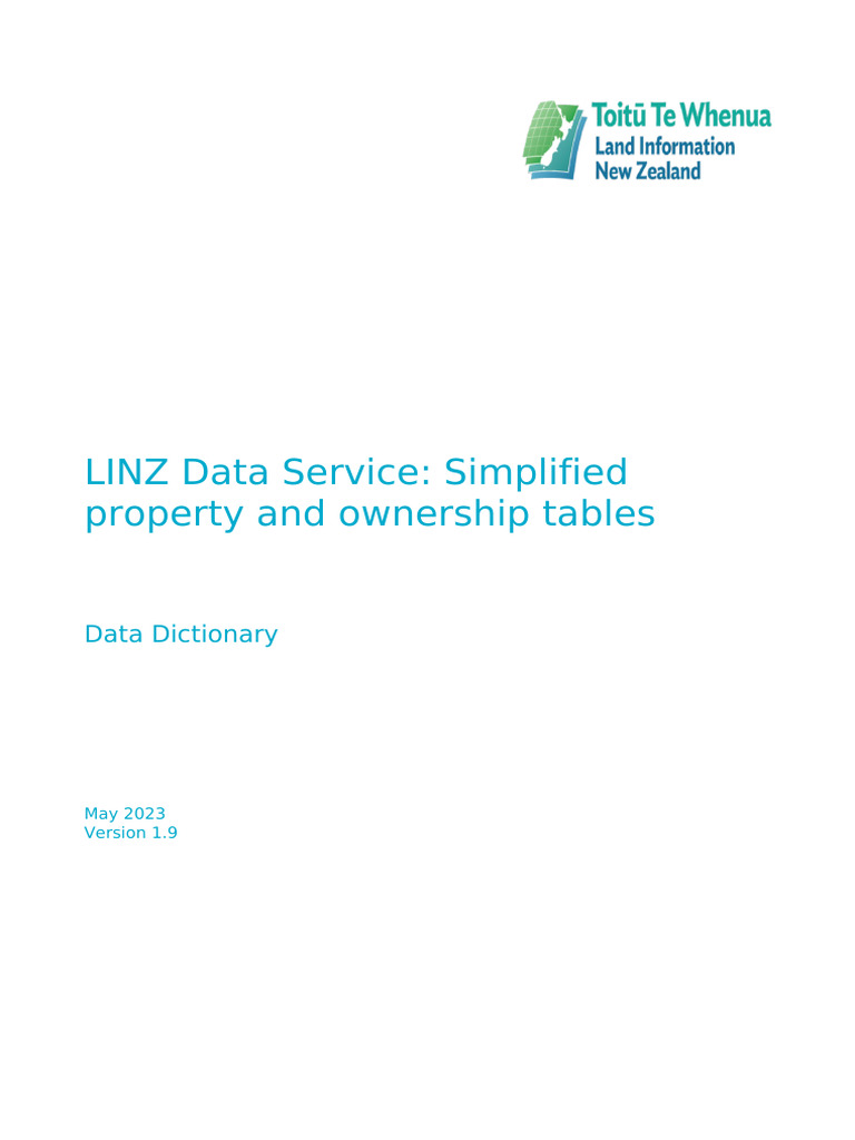 Property and Ownership Simplified Tables Data Dictionary | PDF | Surveying Property and Ownership Simplified Tables Data Dictionary | PDF | Surveying