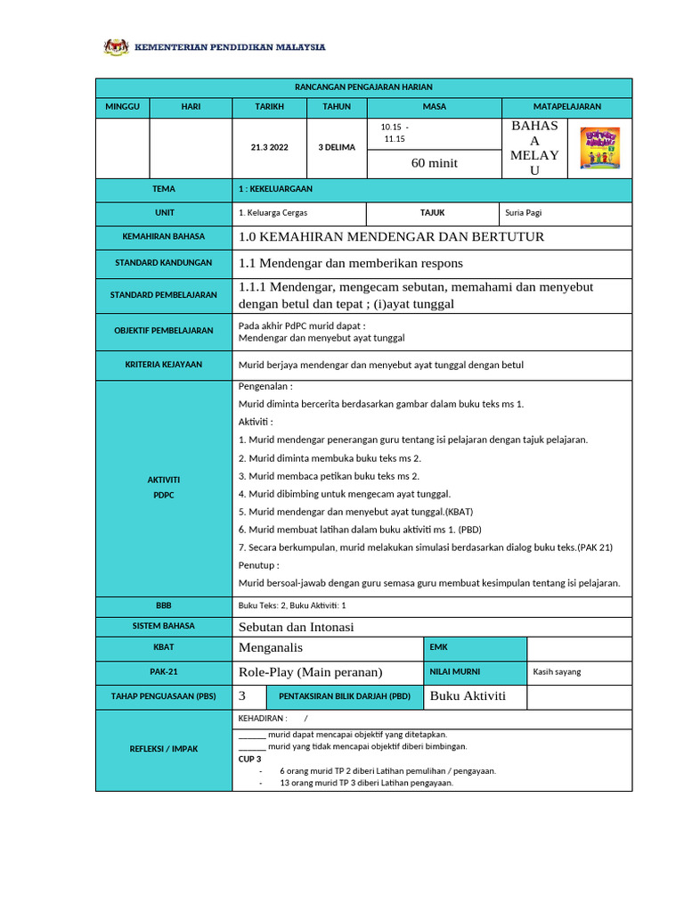 RPH BM THN 3-Unit 1 | PDF