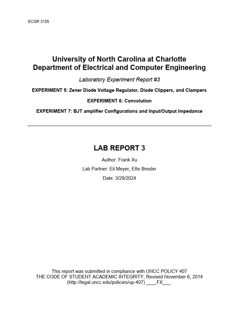 Lab Report 3 | PDF | Amplifier | Electrical Engineering