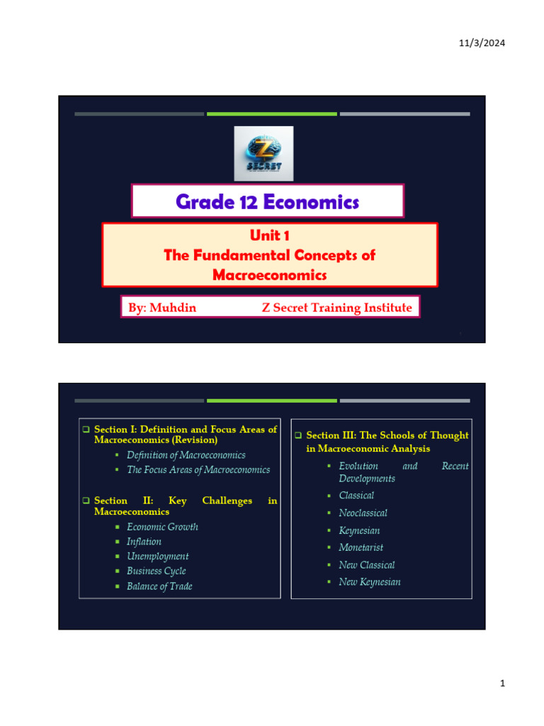 Grade 12 Economics Unit 1-3 | PDF | Macroeconomics | Economics