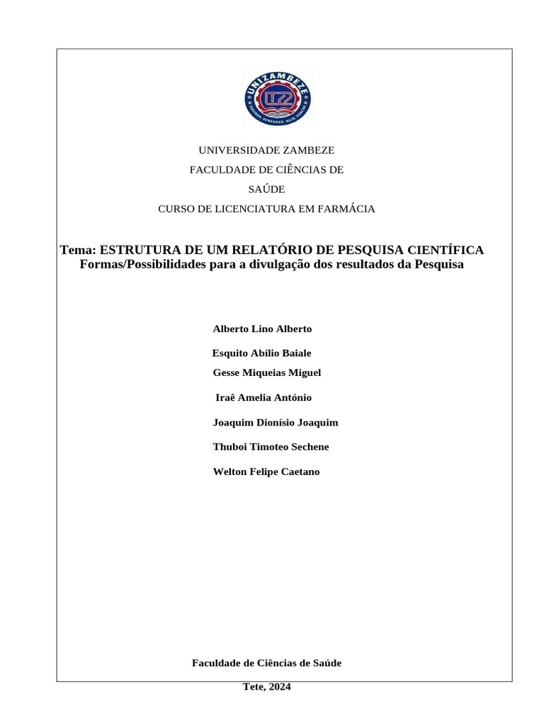 Estrutura de Relatório Científico | PDF