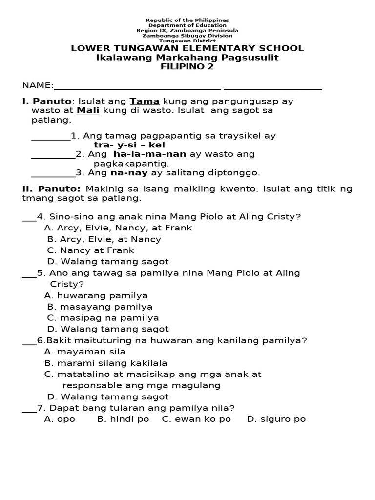 FIL2 2NDPeriodicalTest wTOS (MELC BASED) | PDF