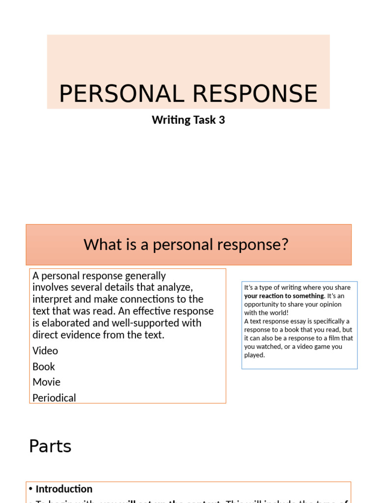 Personal Response Task 4 | PDF
