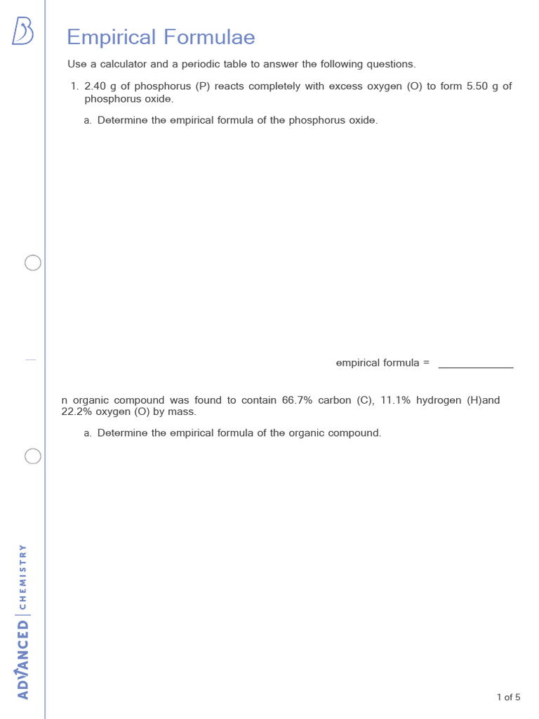 Empirical and Molecular Formulae Questions-1-2 | PDF