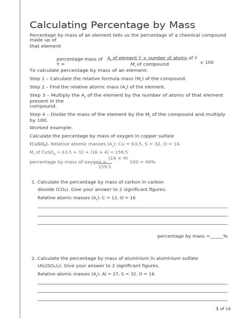 GCSE Quantitative Chemistry Home Learning Sheets | PDF | Materials ...