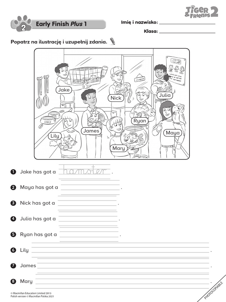 Tiger&Friends 2 - TRF - Unit 2 - Early Finish Plus 1 | PDF