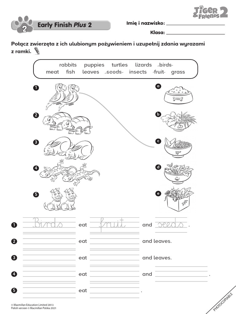 Tiger&Friends 2 - TRF - Unit 2 - Early Finish Plus 2 | PDF