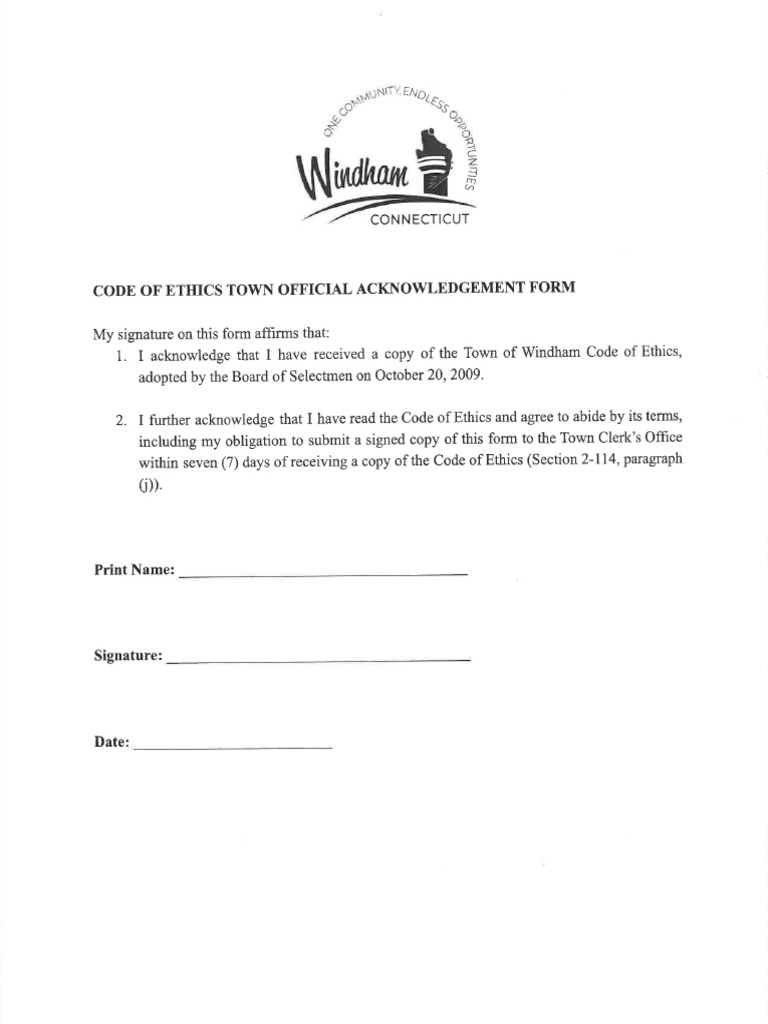 Code of Ethics Acknowledgement Form | PDF