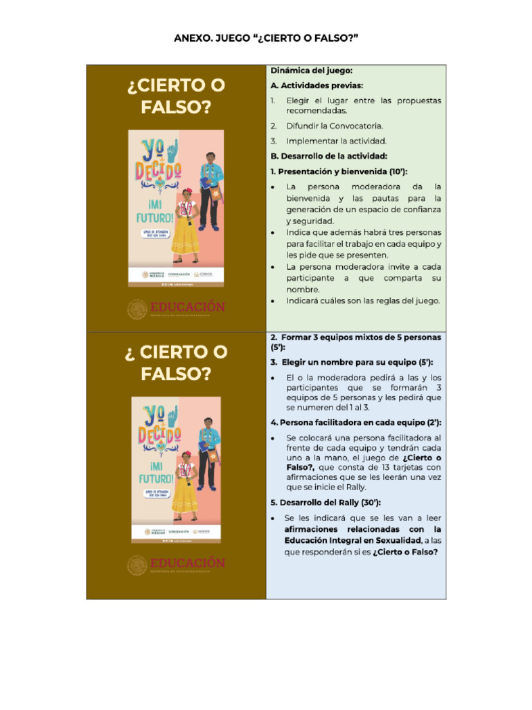 Cartas Cierto o Falso | PDF