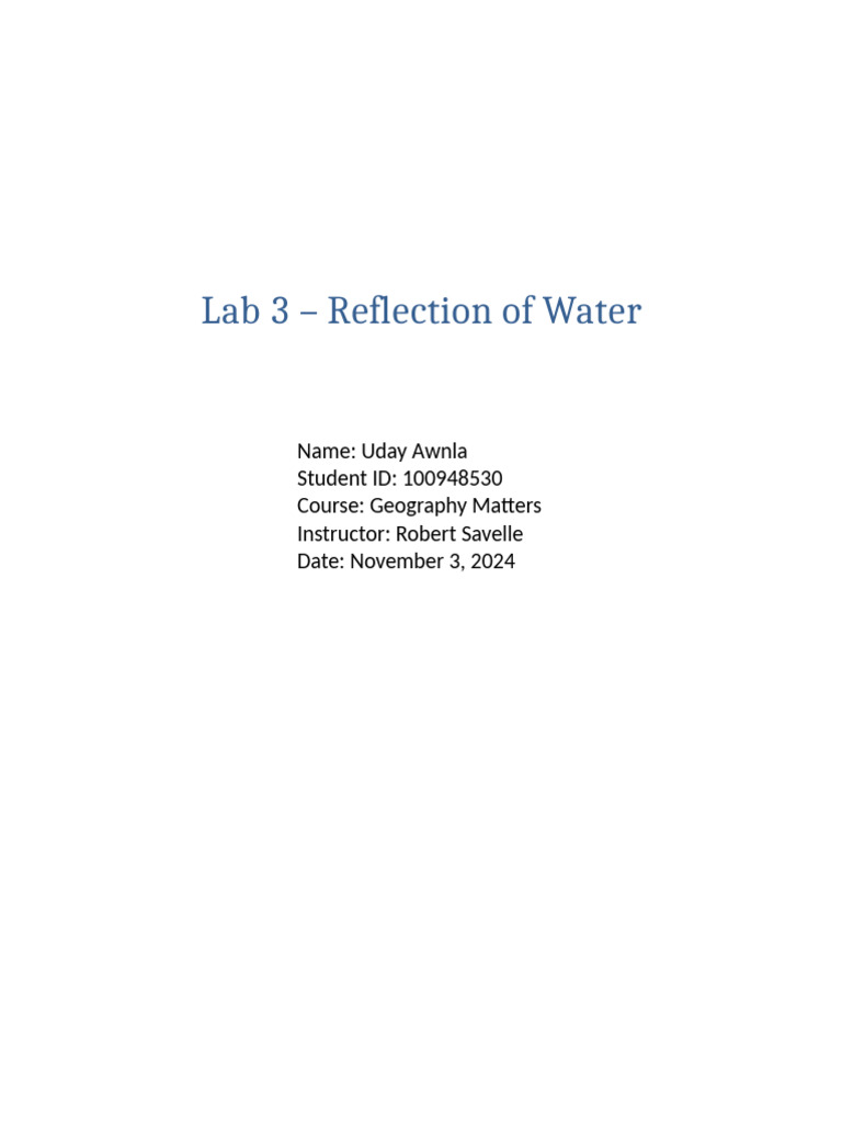 Lab-1 Thinking Like A Geographer | PDF | Water | Water Scarcity