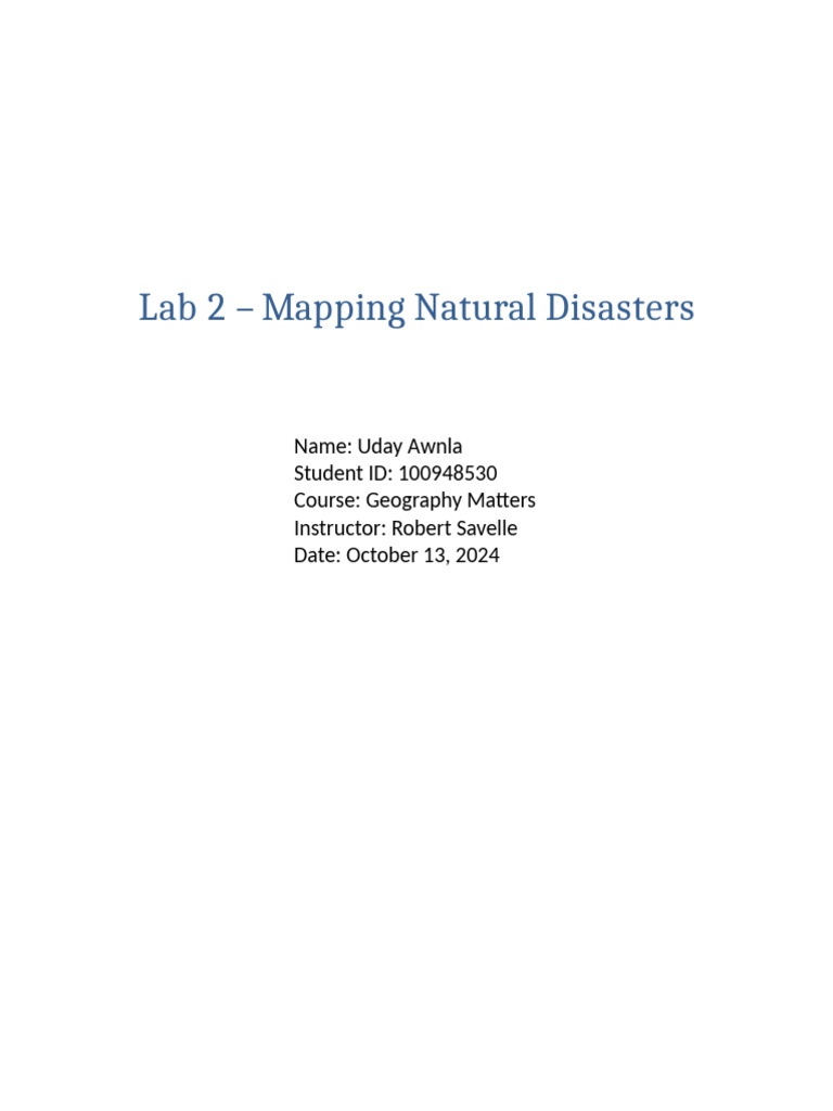 Lab 2 - Mapping The Natural Disasters | PDF | Earthquakes | Plate Tectonics