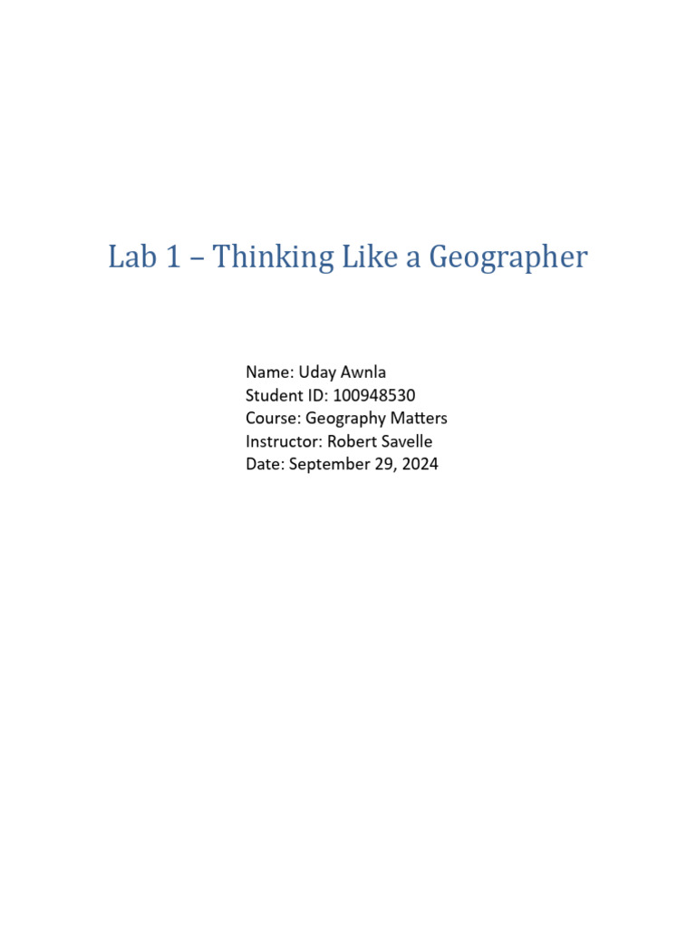 Lab-1 Thinking Like A Geographer | PDF | Economies