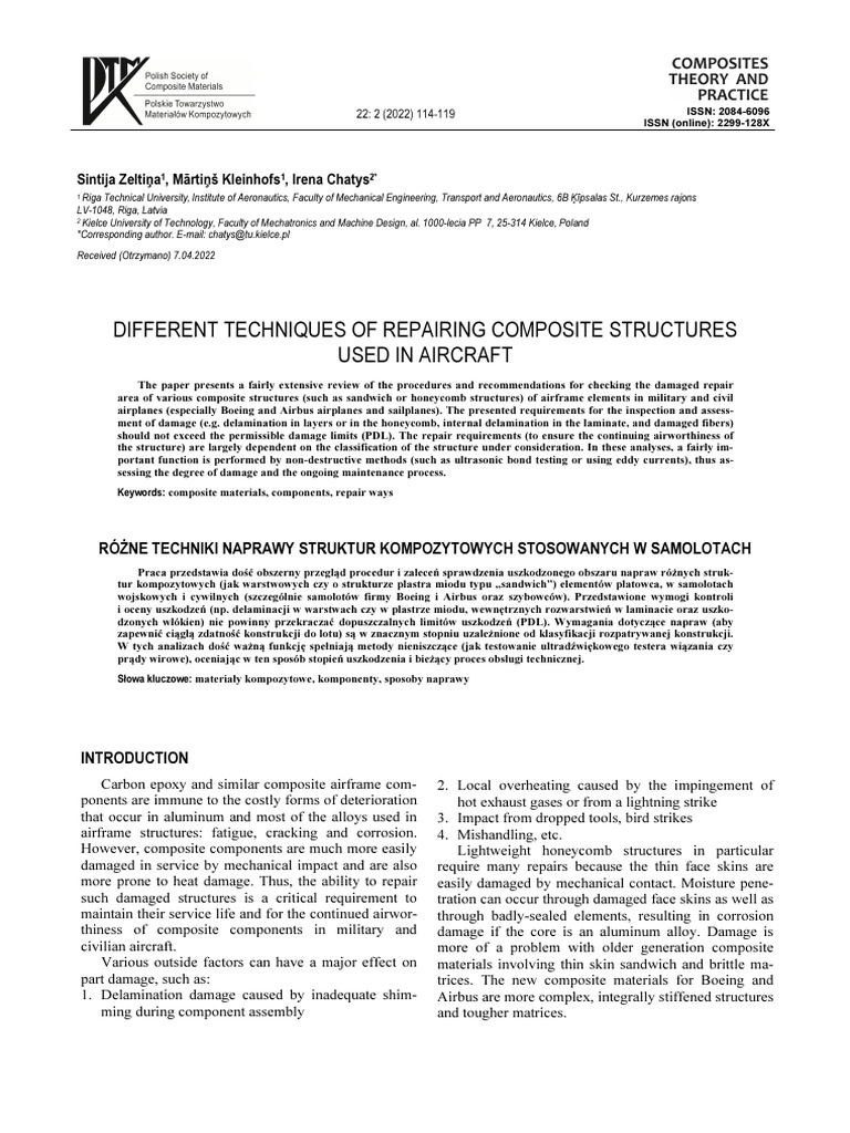 Composite Aircraft Structure Repair Techniques | PDF | Adhesive | Composite Material