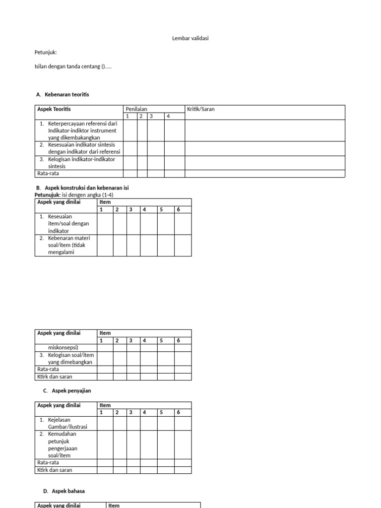 Lembar Validasi | PDF
