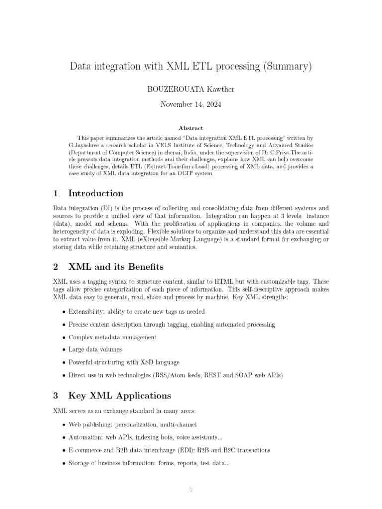 Data Integration With XML ETL Processing | PDF | Xml | Data Warehouse