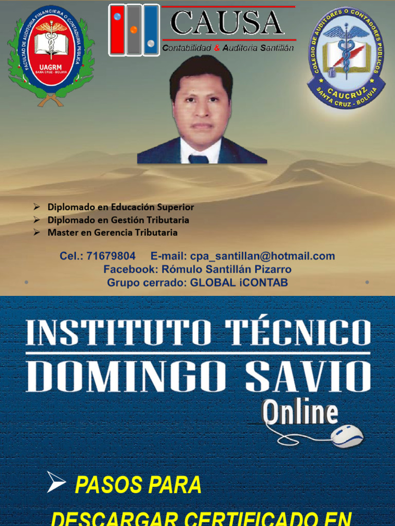 Pasos Descargar Certificado - Domingo Savio | PDF