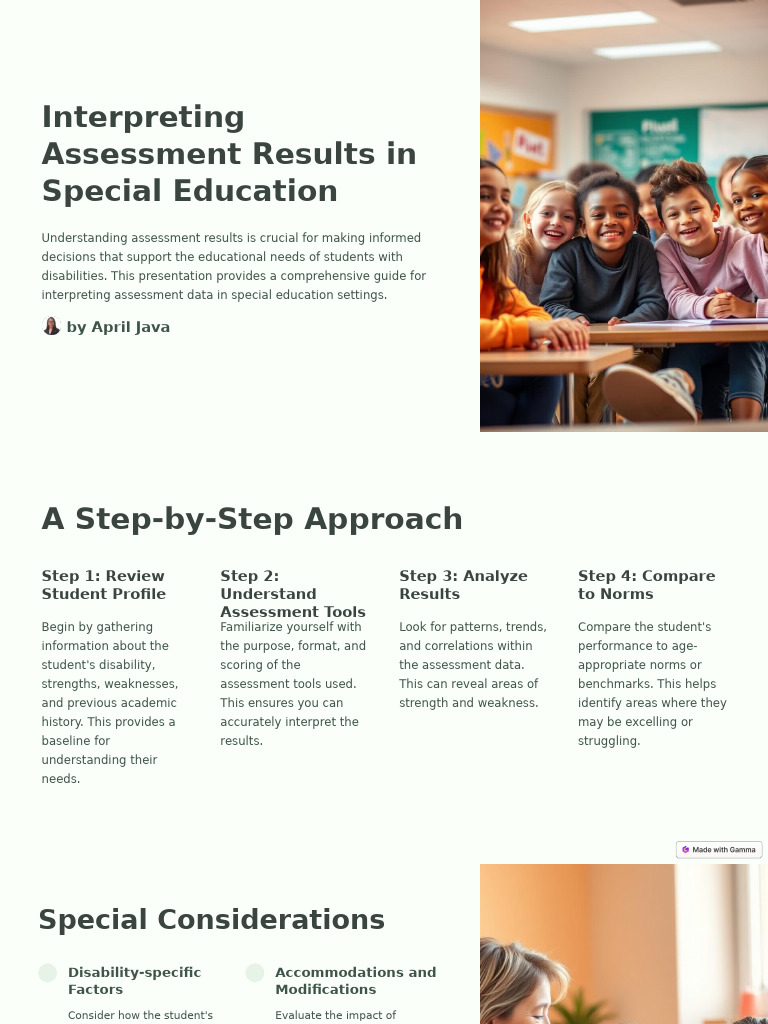 Interpreting Assessment Results in Special Education | PDF ...