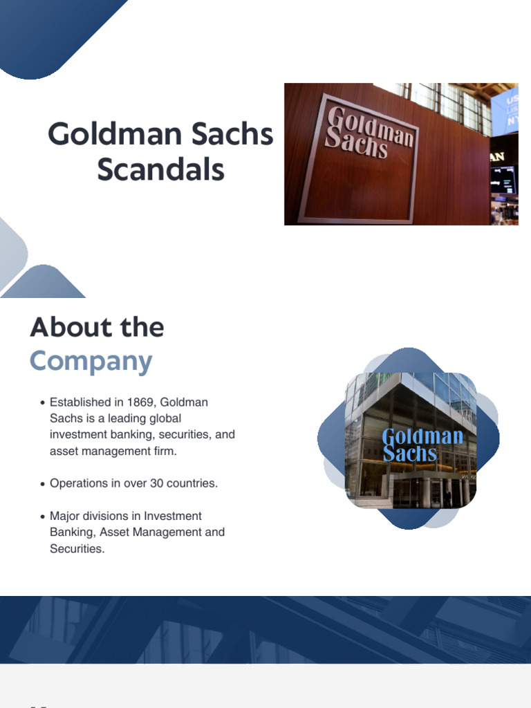 Goldman Sachs Overview and Key Scandals PDF | PDF