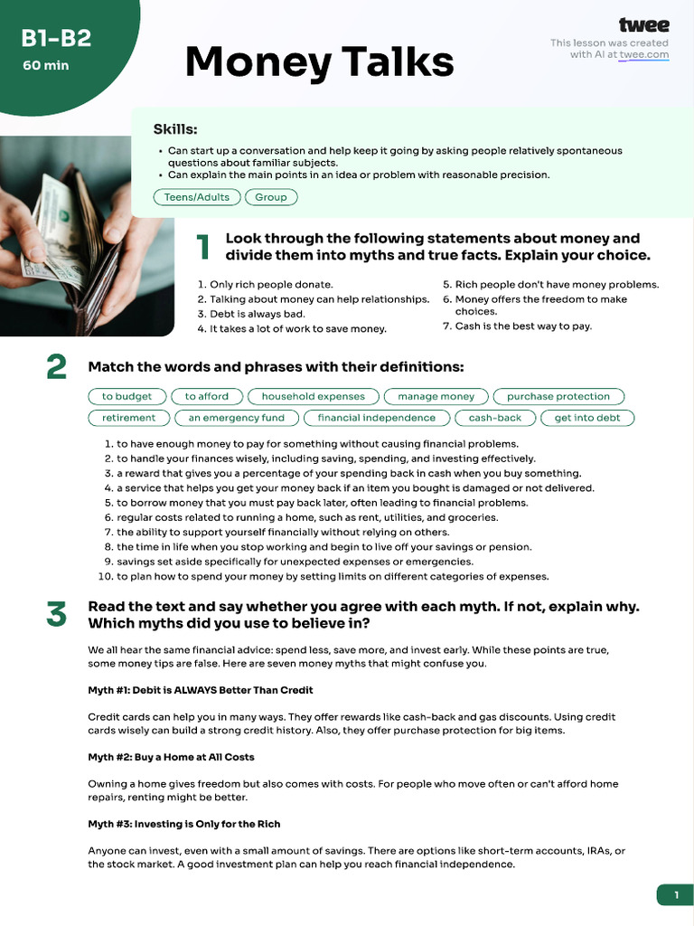 Money Talks b1 b2 | PDF