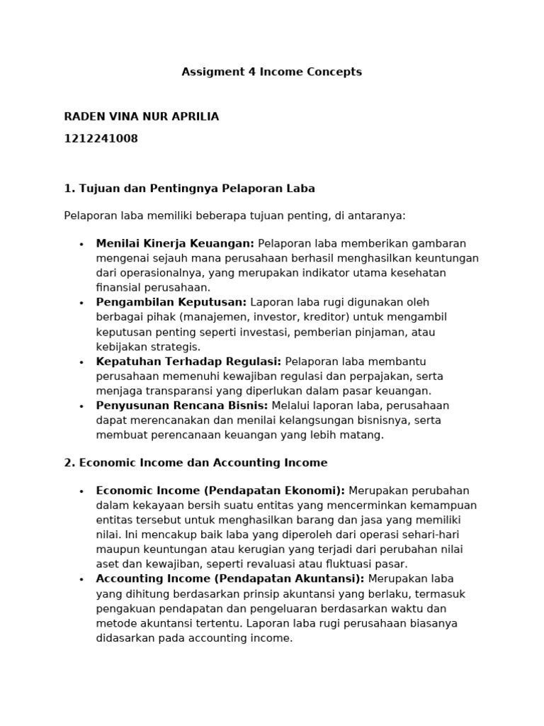Assigment 4 Income Concepts | PDF