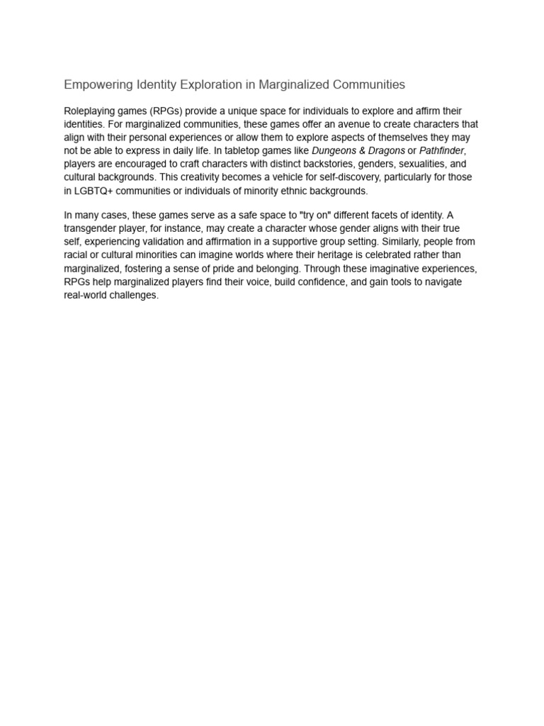 Empowering Identity Exploration in Marginalized Communities | PDF