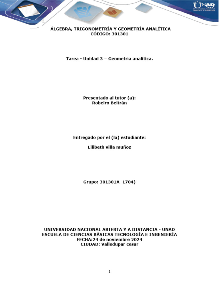 Tarea 3 (3) Geometria Analistica Villa Munoz | PDF | Geometría | Geometría analítica